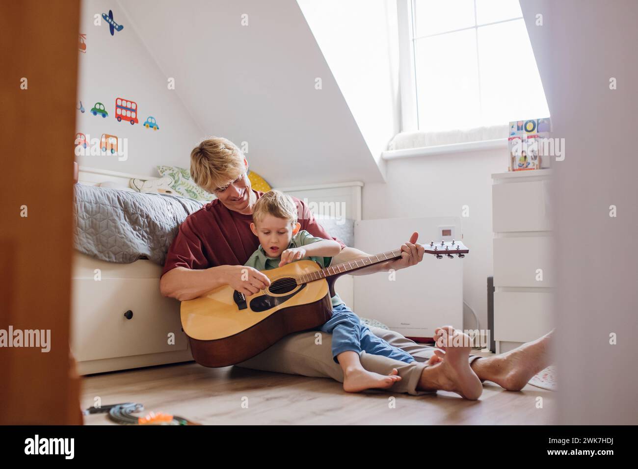 Father children playing guitar in hi-res stock photography and images ...