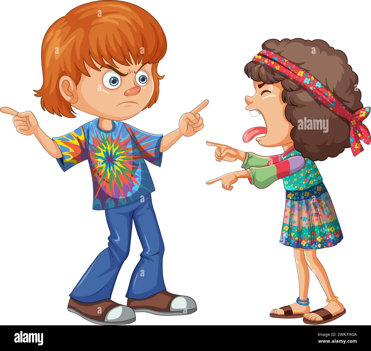 Two cartoon kids engaged in a heated argument Stock Vector Image & Art ...