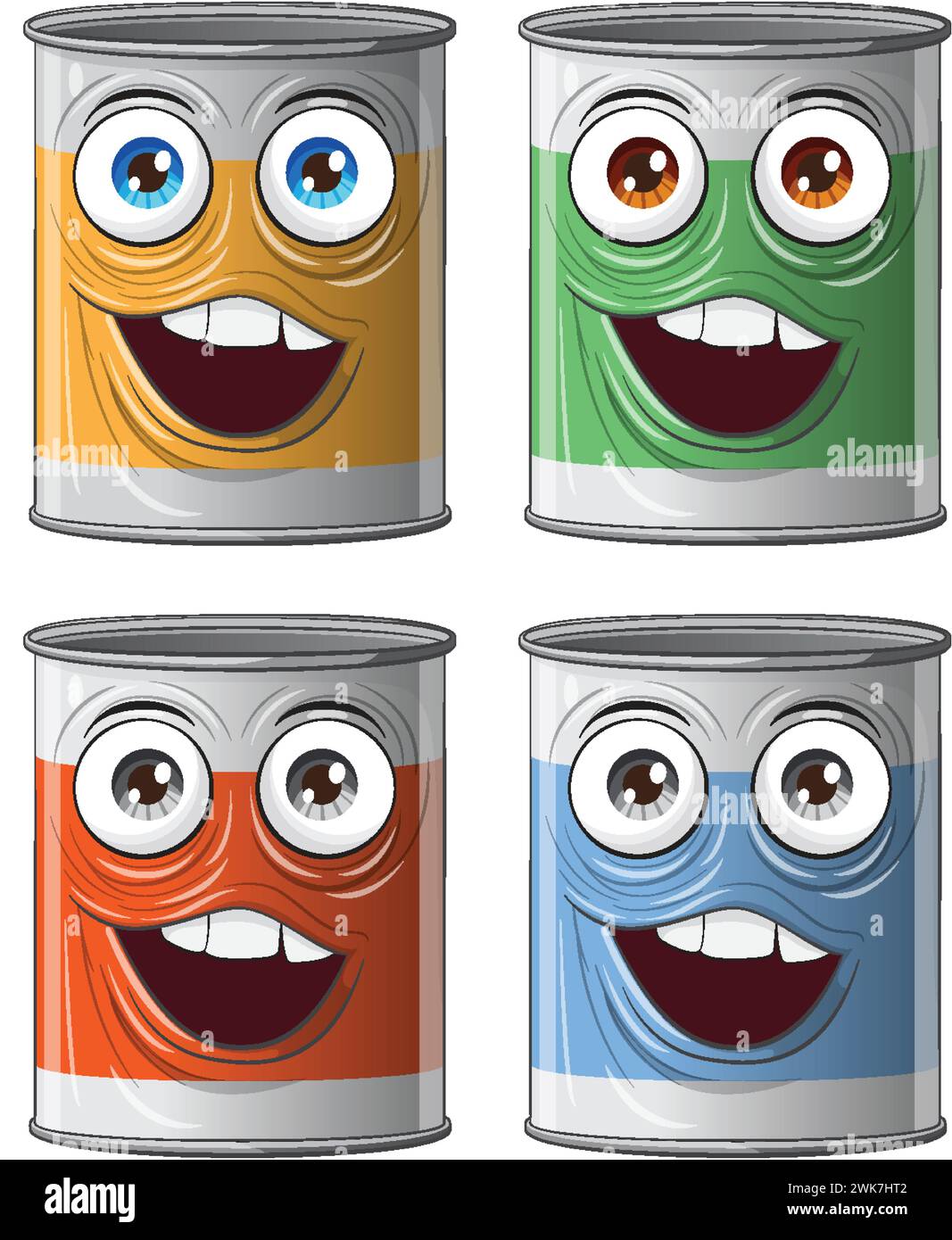Four animated cans with cheerful expressions Stock Vector Image & Art ...