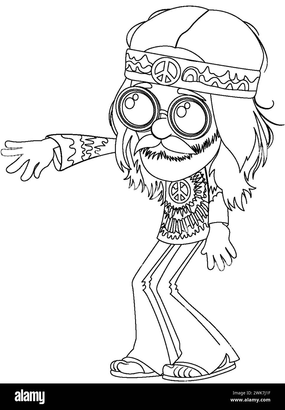 Black and white drawing of a hippie character Stock Vector Image & Art ...