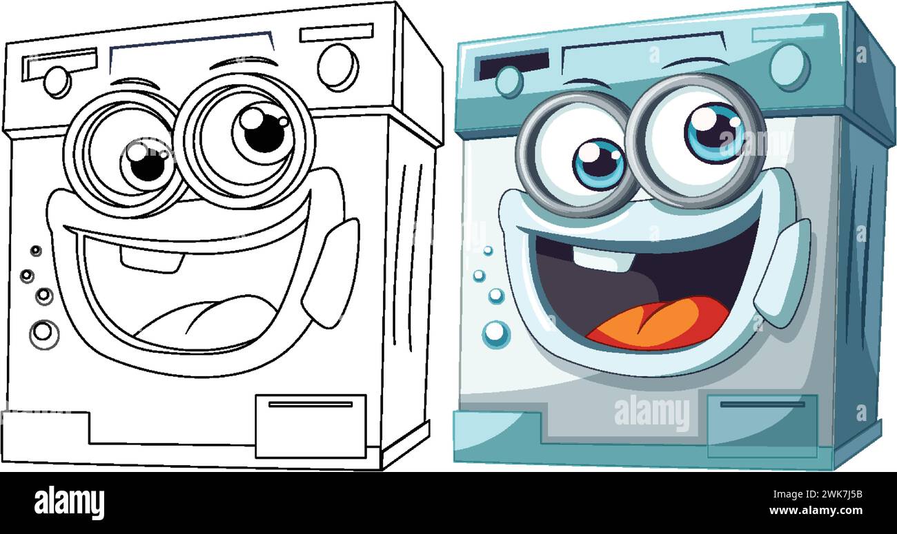 Two cheerful animated washing machines smiling Stock Vector Image & Art ...