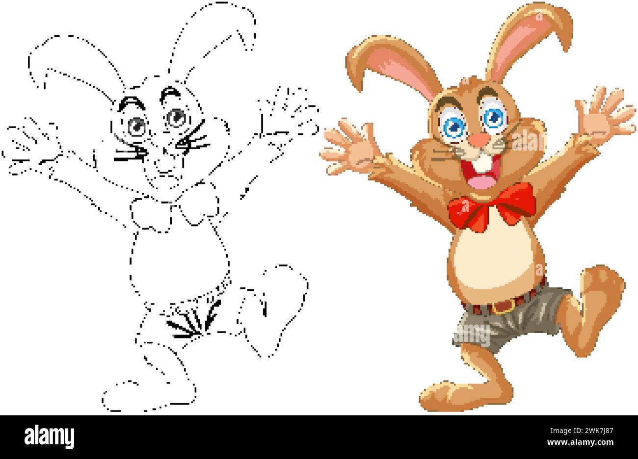 Colorful and outlined cartoon rabbit characters Stock Vector Image ...