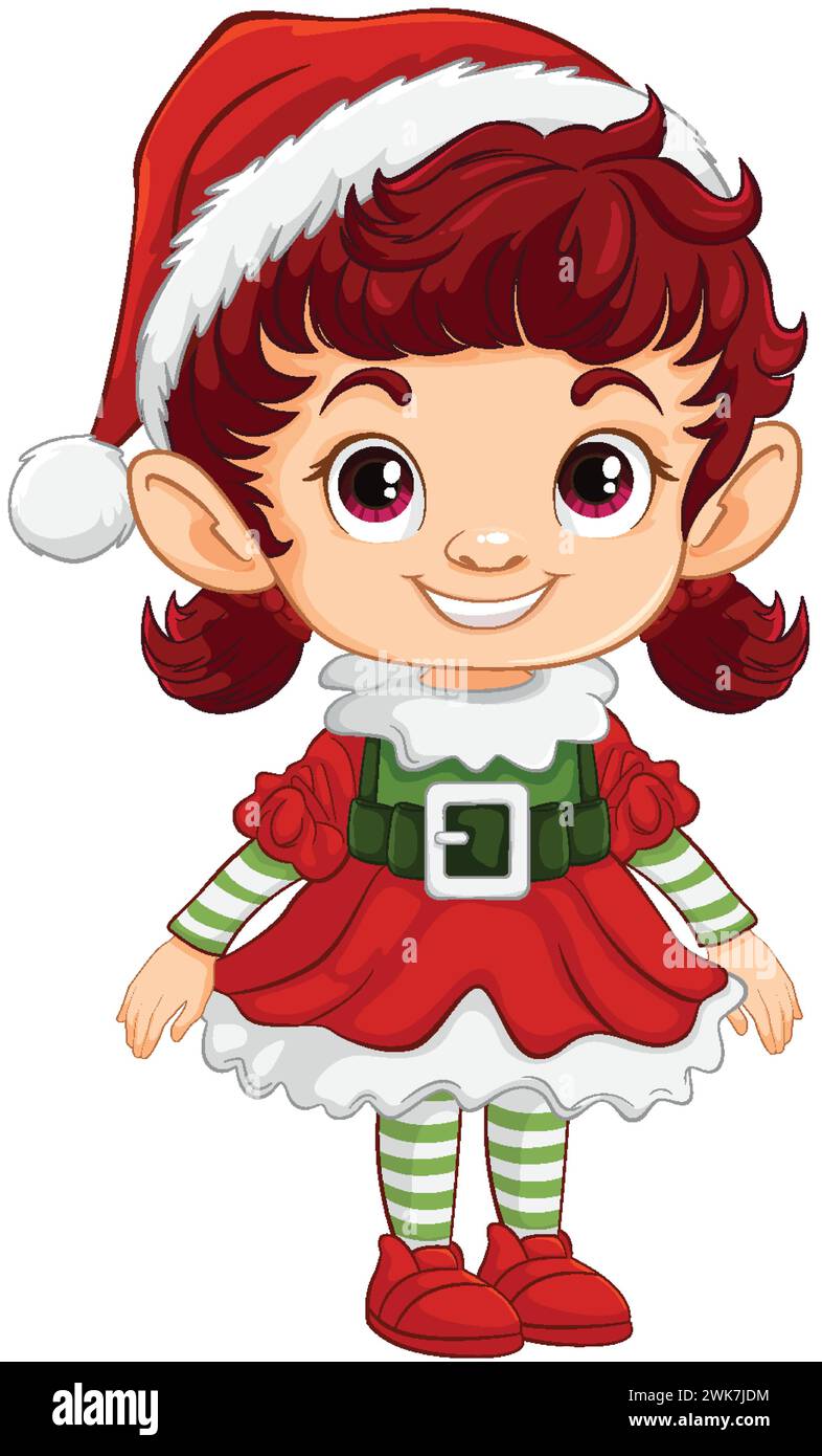 Cheerful cartoon elf in traditional Christmas costume Stock Vector ...