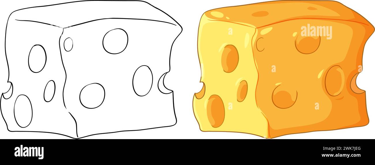 Illustration of cheese in sketch and colored form Stock Vector Image ...