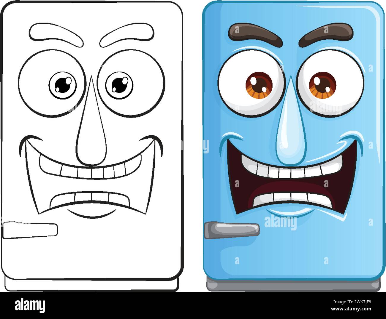 Two cartoon refrigerators with contrasting emotions Stock Vector Image ...