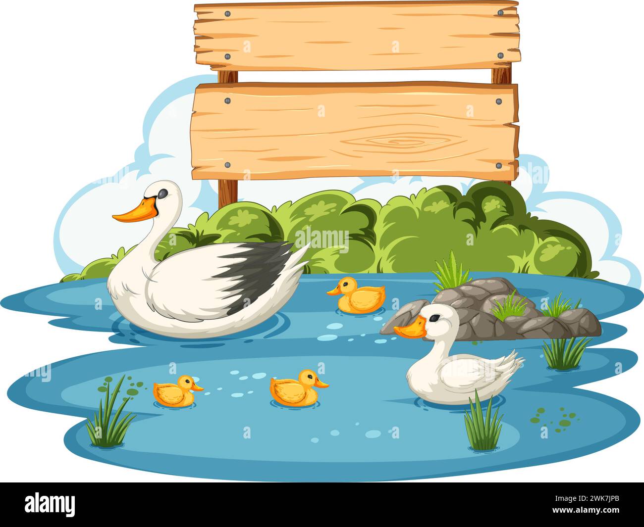 Vector illustration of ducks with wooden sign Stock Vector Image & Art - Alamy