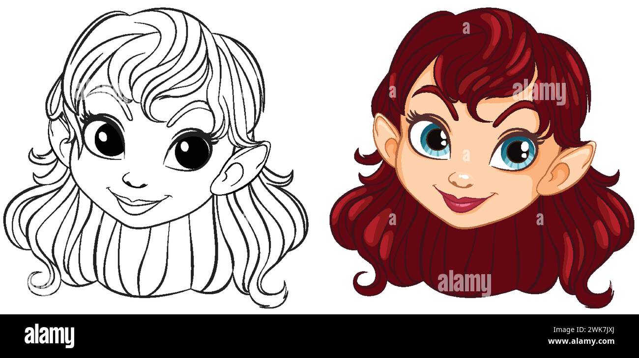 Transformation of a line drawing into a colored character Stock Vector ...