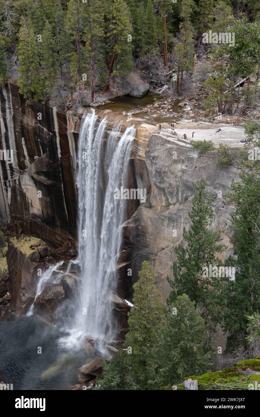 A dramatic view of Vernal Falls in Yosemite National Park and the ...