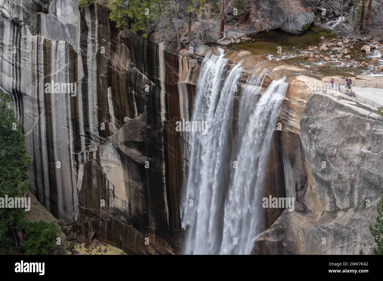 A dramatic view of Vernal Falls in Yosemite National Park and the ...