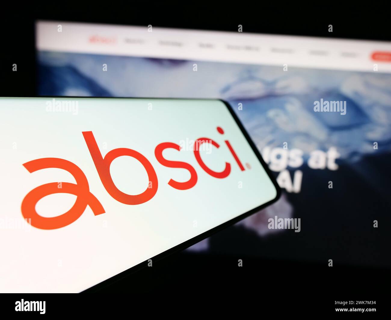 Mobile phone with logo of American drug discovery company Absci ...