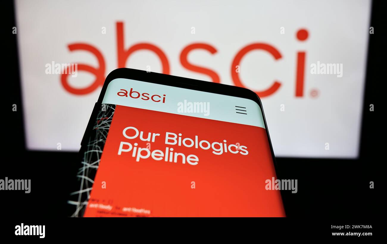 Smartphone with webpage of US drug discovery company Absci Corporation ...