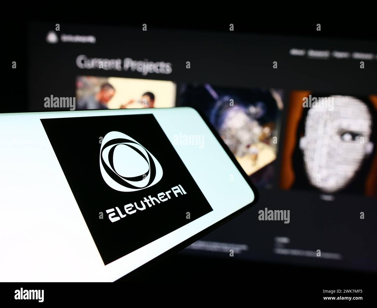 Mobile phone with logo of artificial intelligence research group ...