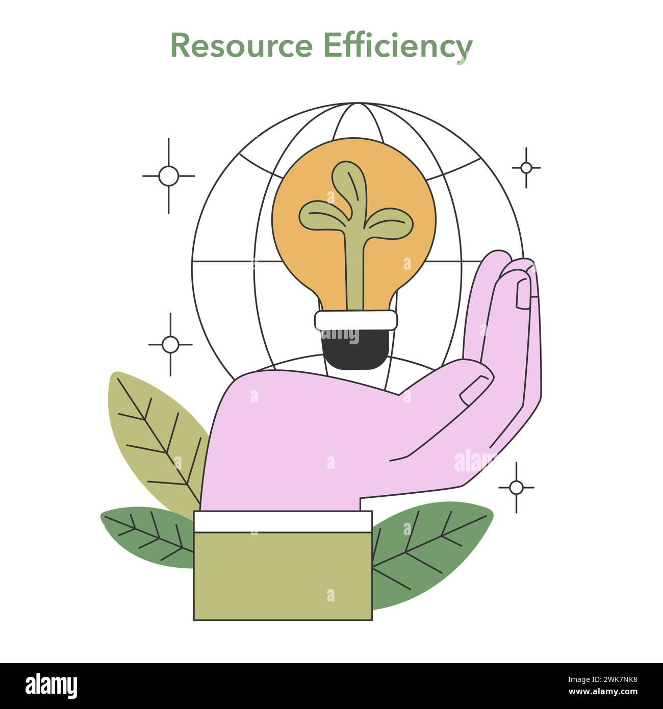 Resource Efficiency graphic. A hand cradling a tree bulb, representing ...