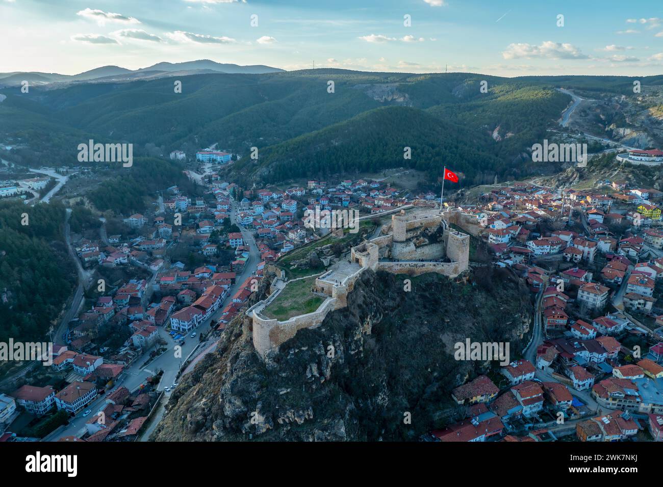 Landscape of historical Kastamonu castle on the hills near the city ...