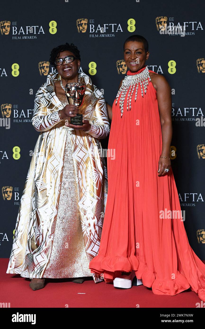London, UK. 18th Feb, 2024. June Givanni and Adjoa Andoh pose with the ...