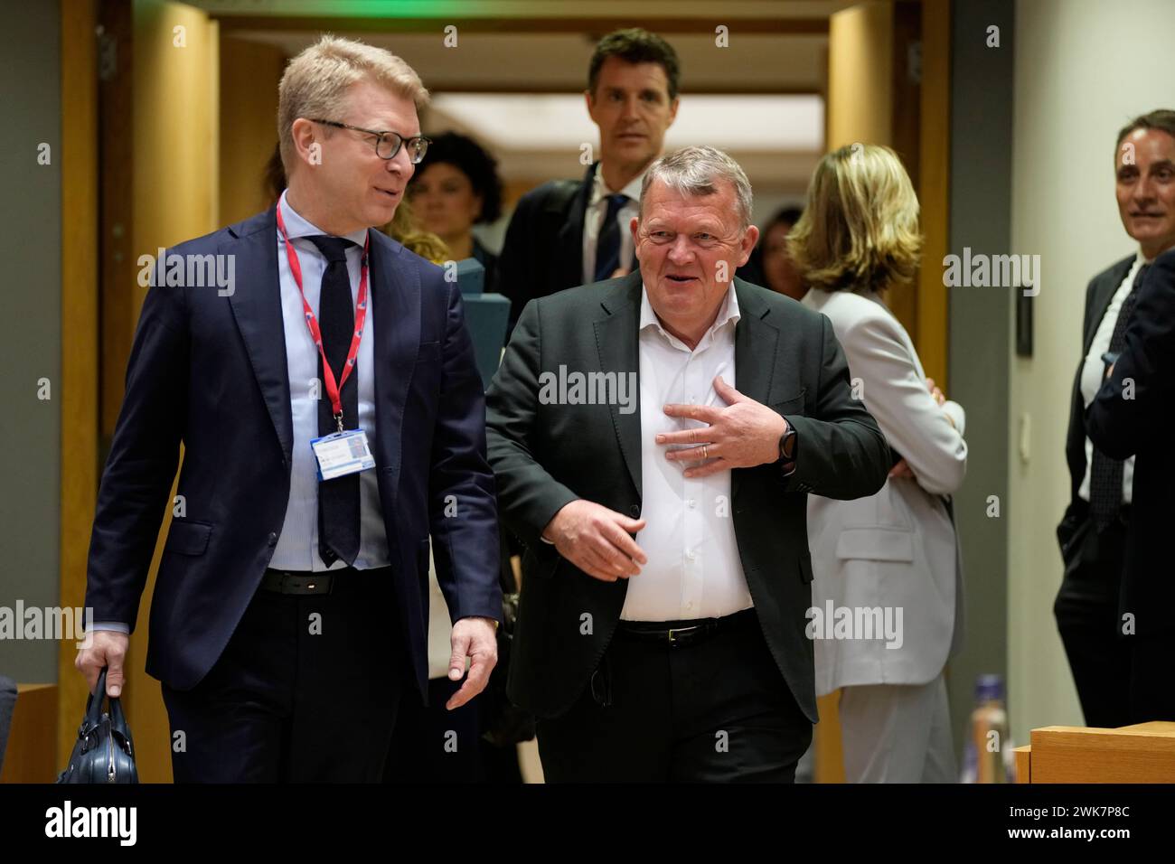 Denmark's Foreign Minister Lars Lokke Rasmussen, center, arrives for a ...