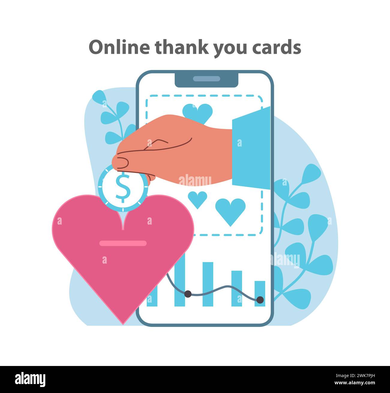 Expressing gratitude digitally set. A heartfelt thanks through online ...