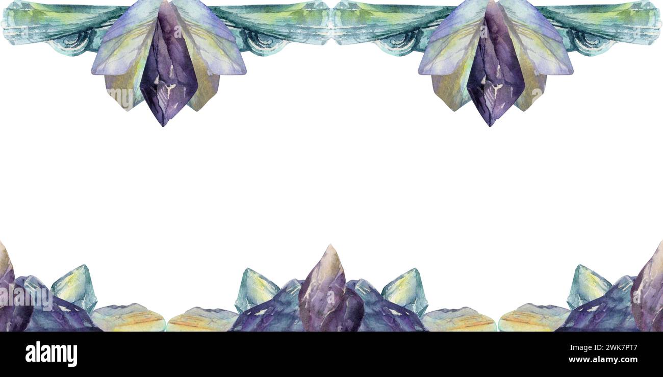 Amethyst gem border on white hi-res stock photography and images - Alamy