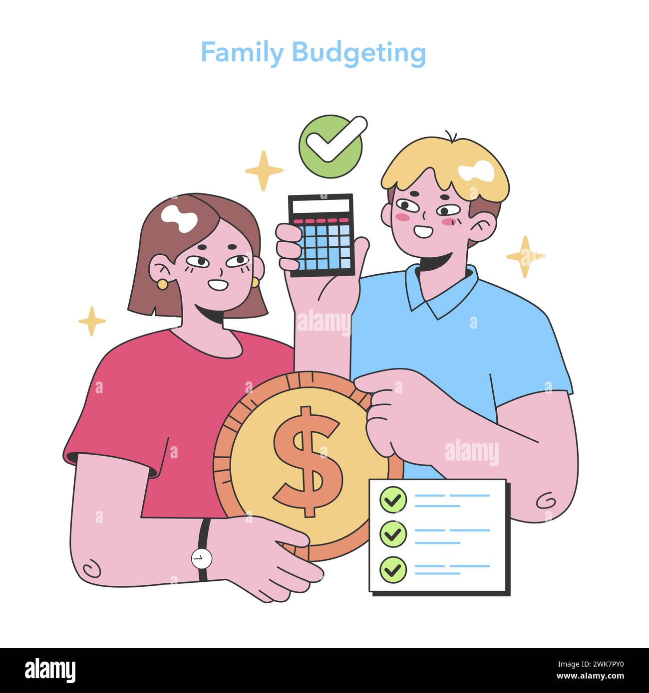 Family Budgeting concept. Smart finance management with savings and ...