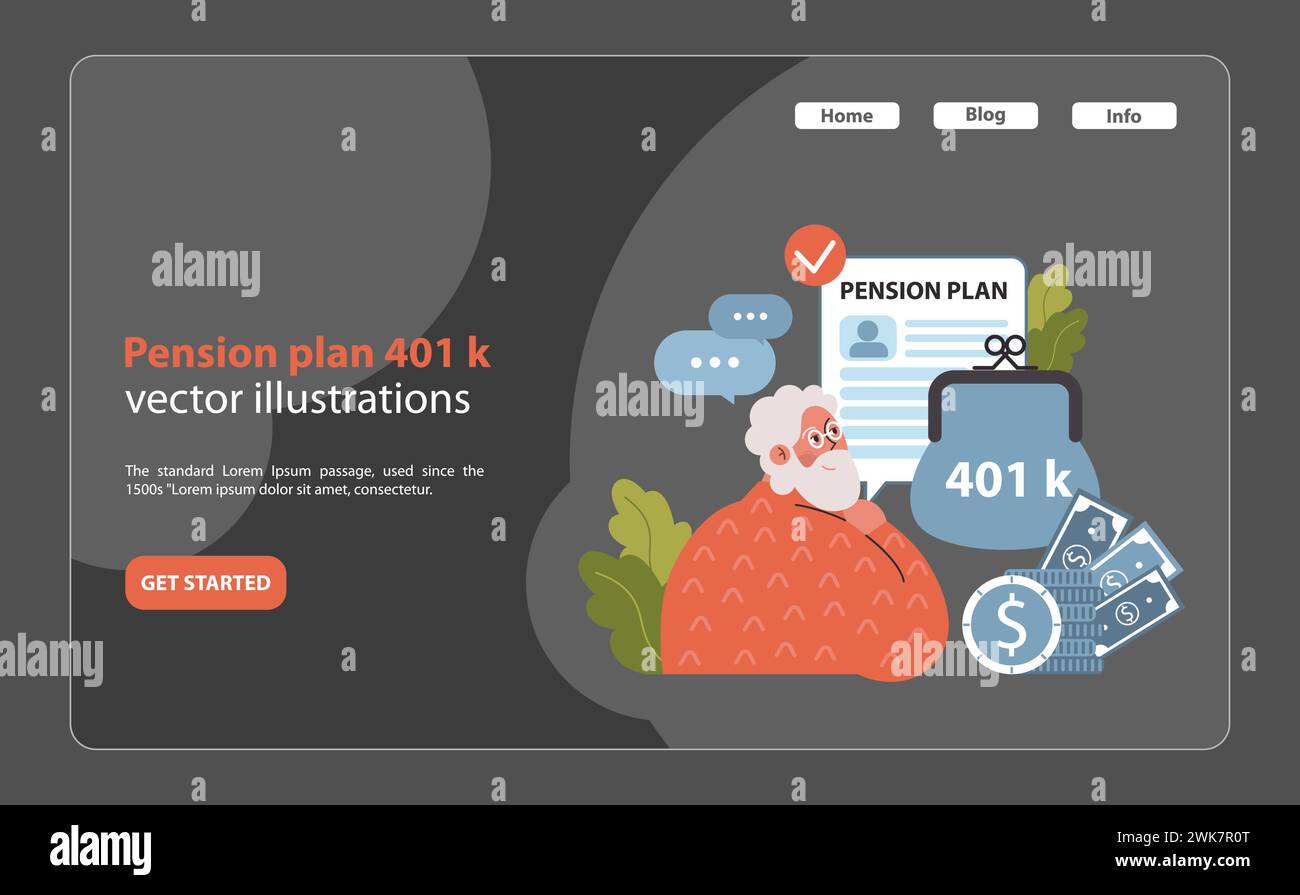 Elderly man examines 401k pension plan, content amidst floating dollars ...