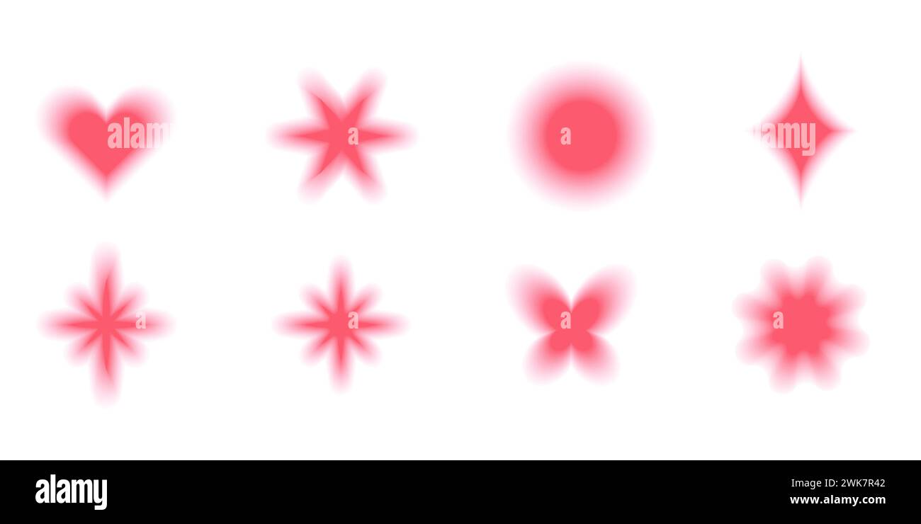 Aura Y2k blurred gragient set unfocused shapes, abstract geometric ...