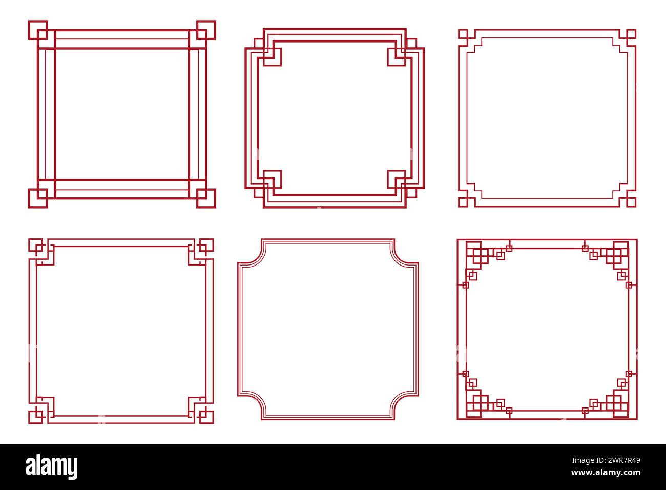 Chinese traditional frames set, line border with knot corners ornament ...