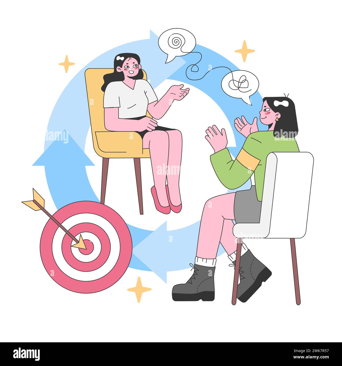 Effective communication concept. Two women engaged in animated ...