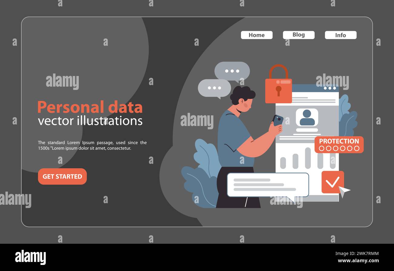 Personal Data Protection Concept Man With Smartphone Ensuring Secure