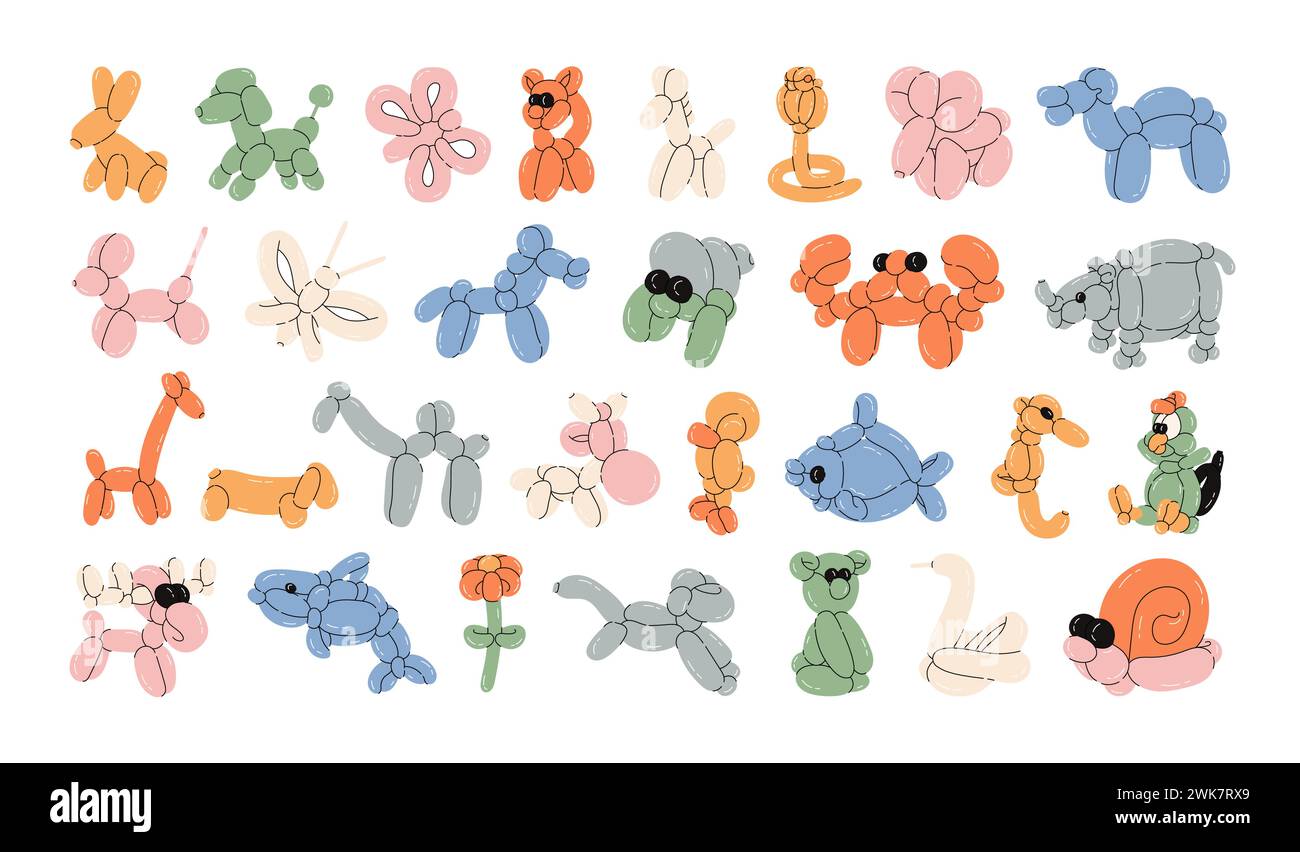 Set of balloon animals Stock Vector Image & Art - Alamy
