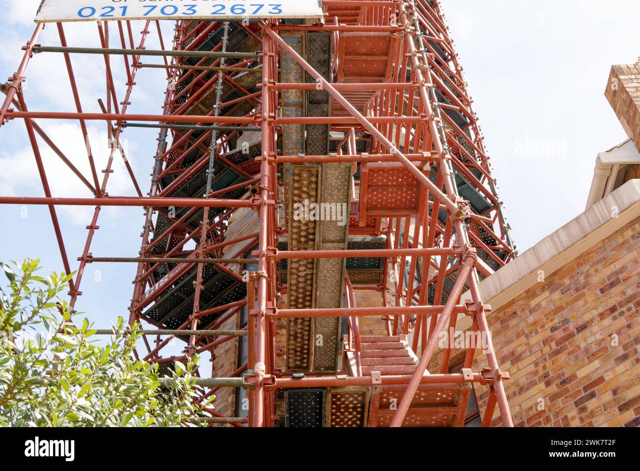Church Steeple -Scaffolding Surround - close up of scaffolding Stock ...