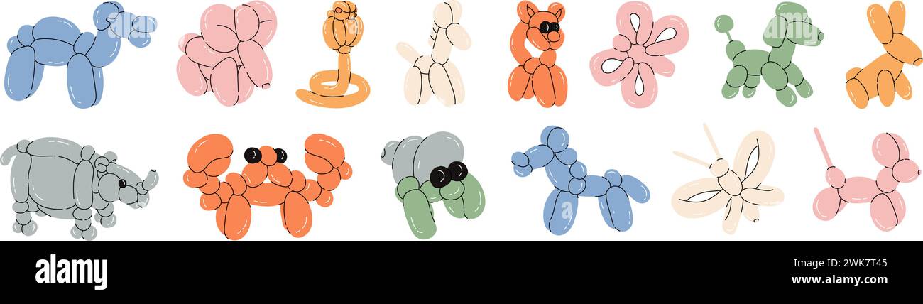 Set of balloon animals Stock Vector Image & Art - Alamy