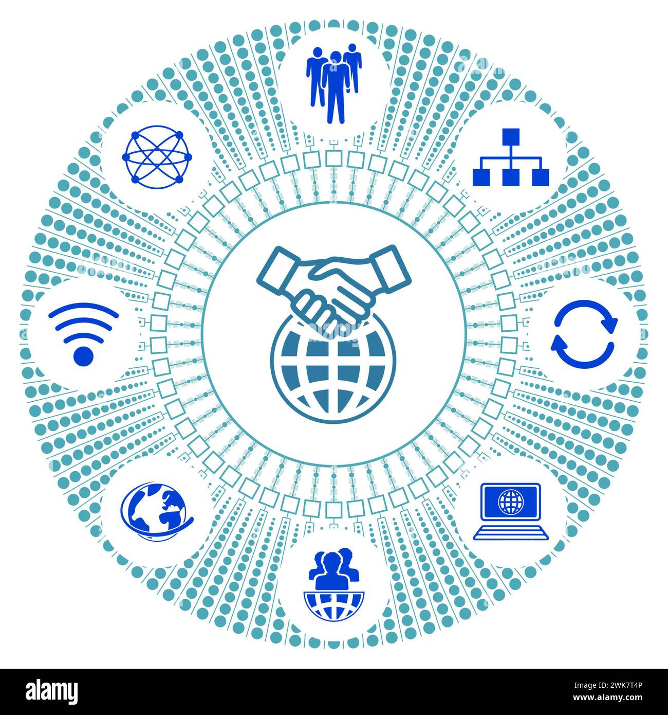 Concept of globalization with connected icons Stock Photo - Alamy