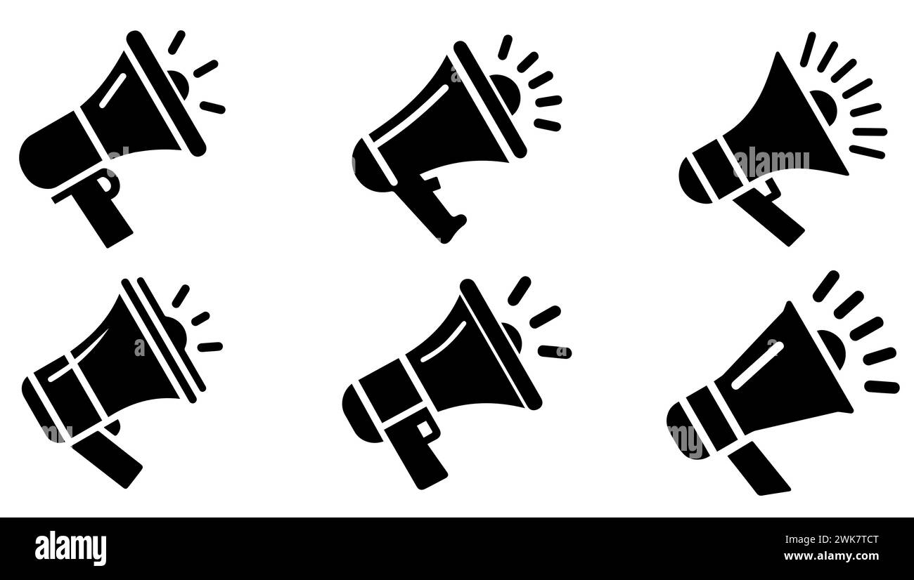 Megaphone icon. Set of speaker symbols. Black icon of megaphone ...