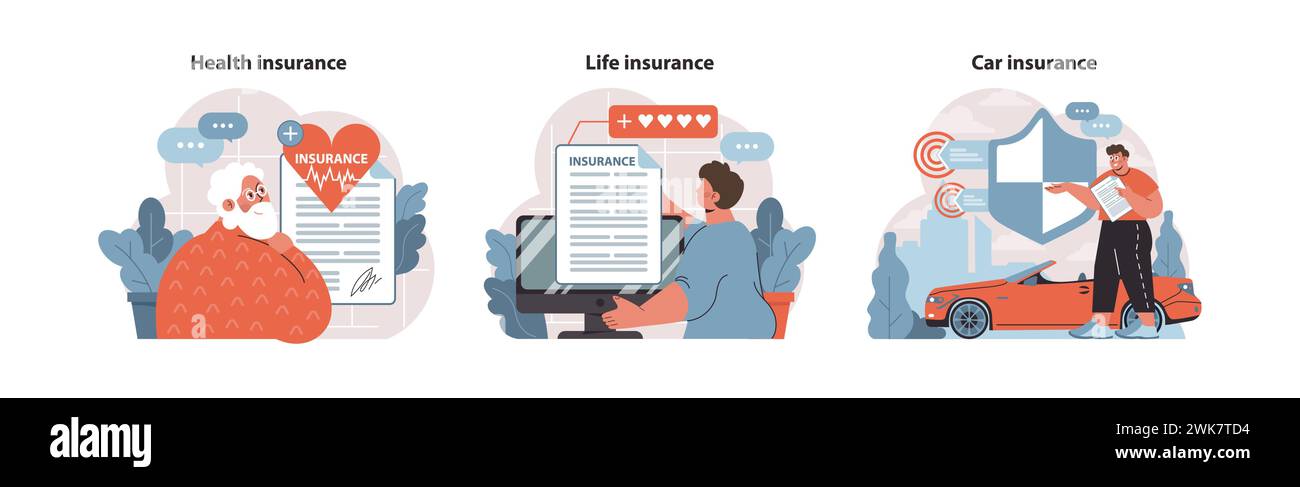 Insurance essentials pack. Visual guide for health, life, and car ...