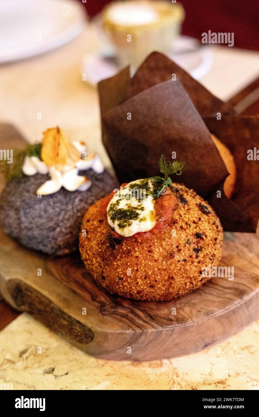 Buns at Sicilian cafe bar Baaria, London, England Stock Photo - Alamy