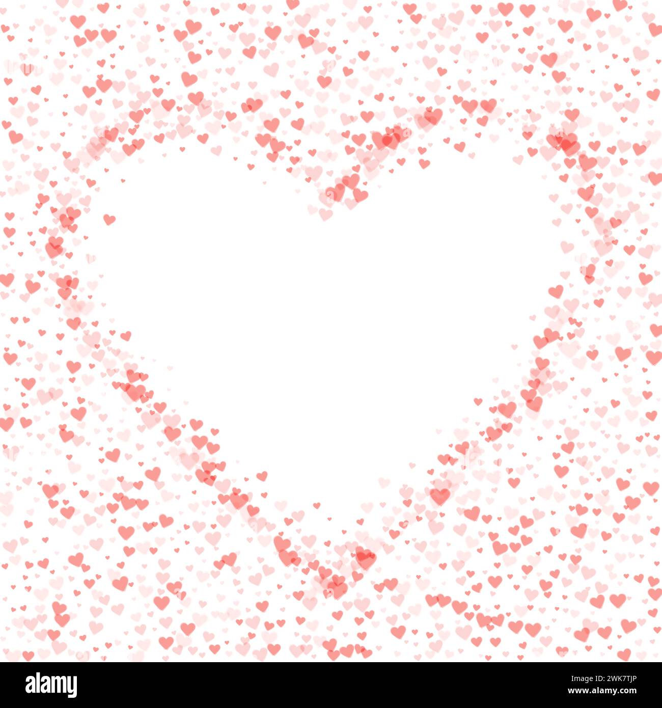 Heart confetti valentine overlay. Red hearts scattered on white ...