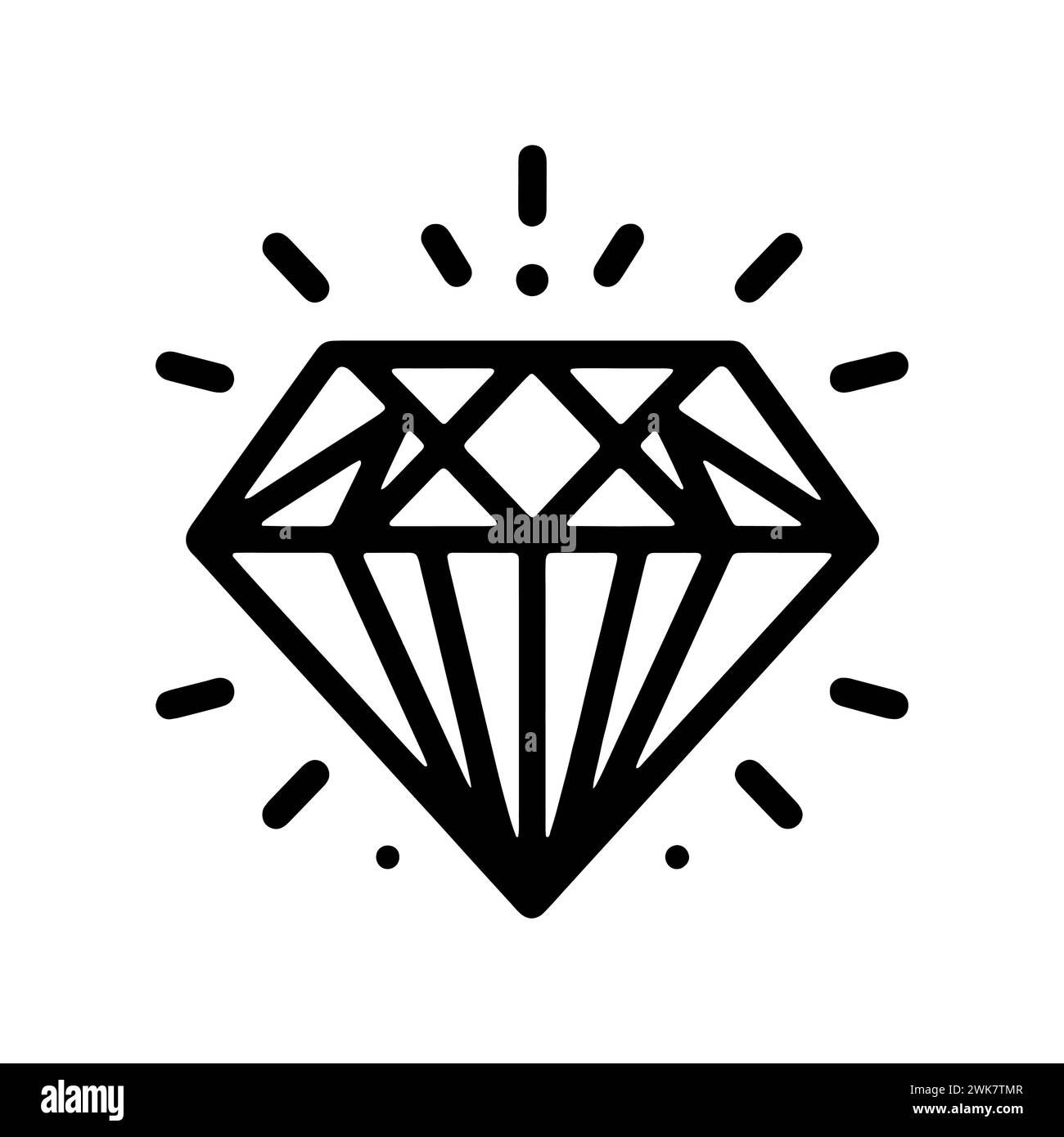 Diamond icon. Diamond linear symbol. Black diamond silhouette isolated on white background ...