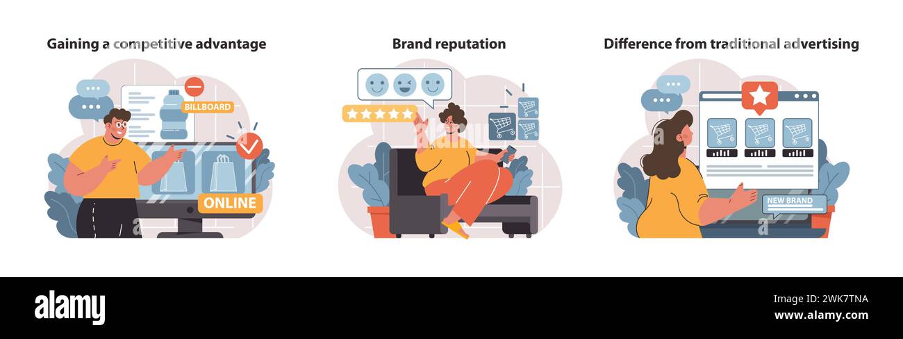 Colorful vector illustrations capture the essence of gaining a ...