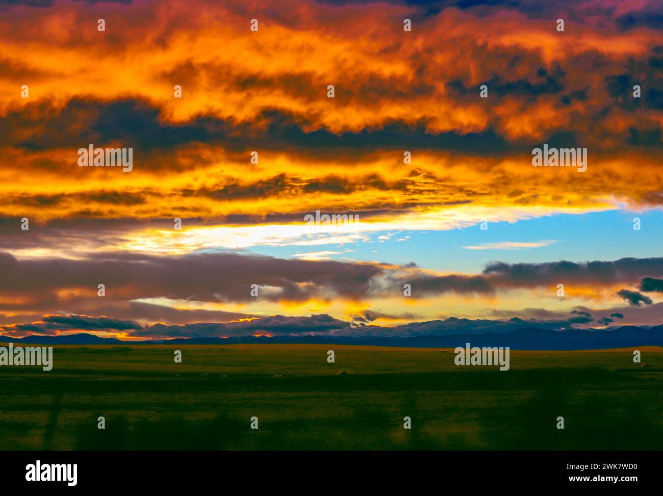 Dramatic sky over field silhouette hi-res stock photography and images ...
