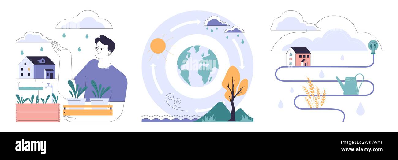 Rainwater harvesting set. Sustainable practice of urban water ...