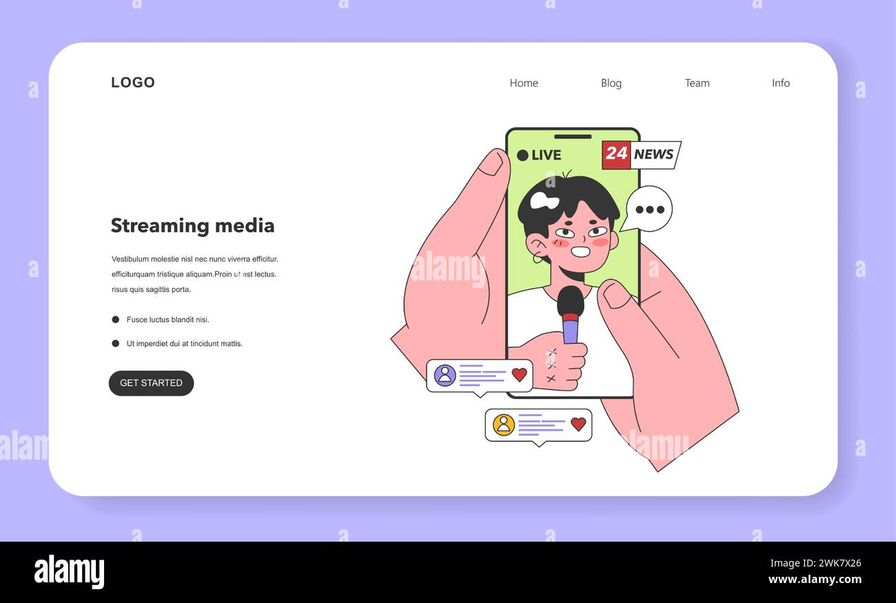 Streaming media service web banner or landing page. Online platforms ...