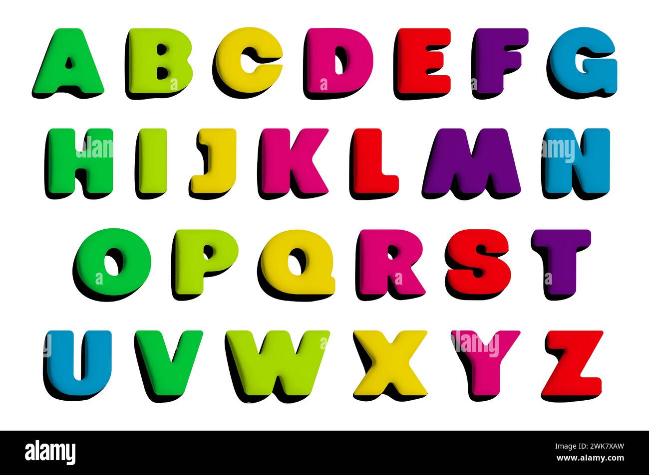 3D colorful alphabet, playful learning font. Bold, vibrant letters for ...