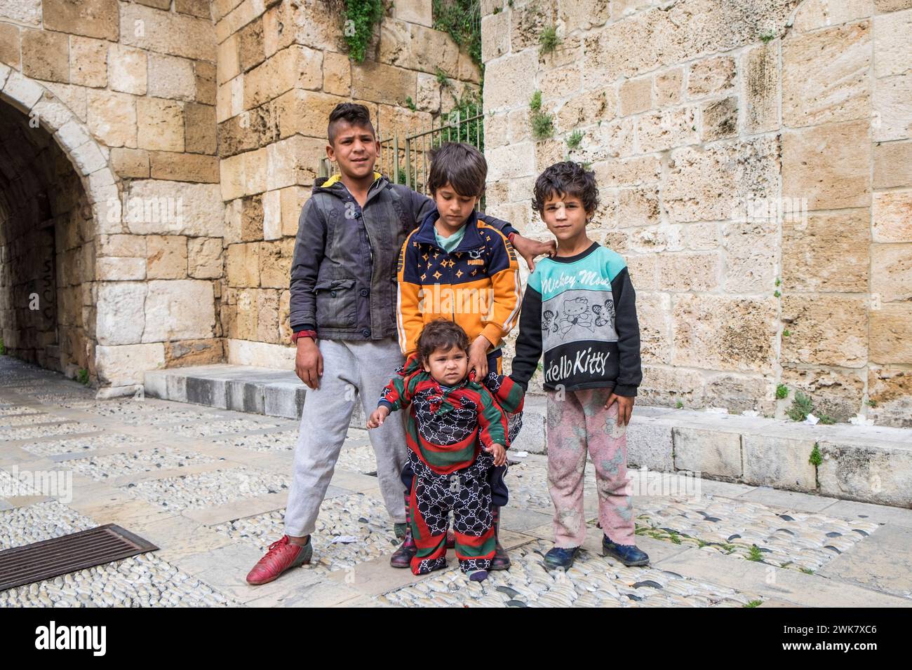 Lebanon, Jebeil, Byblos, beggar kids Stock Photo - Alamy