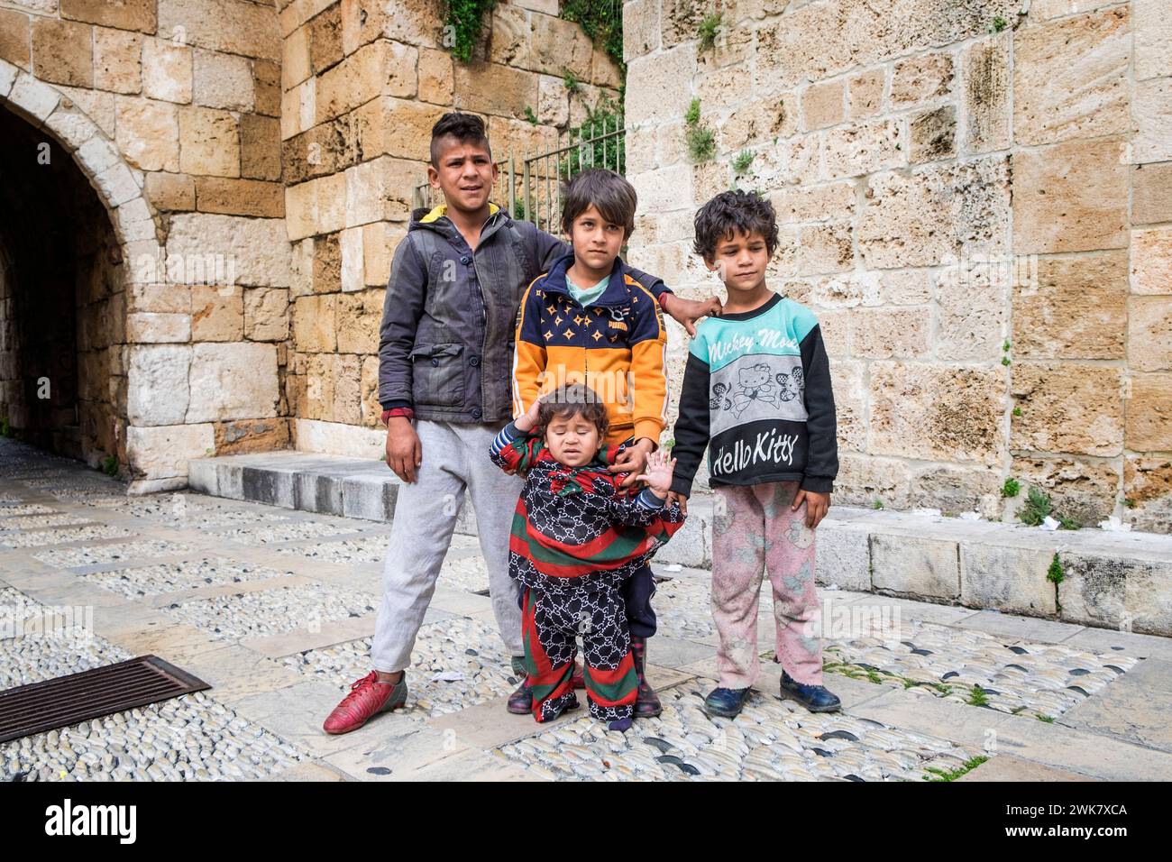 Lebanon, Jebeil, Byblos, beggar kids Stock Photo - Alamy