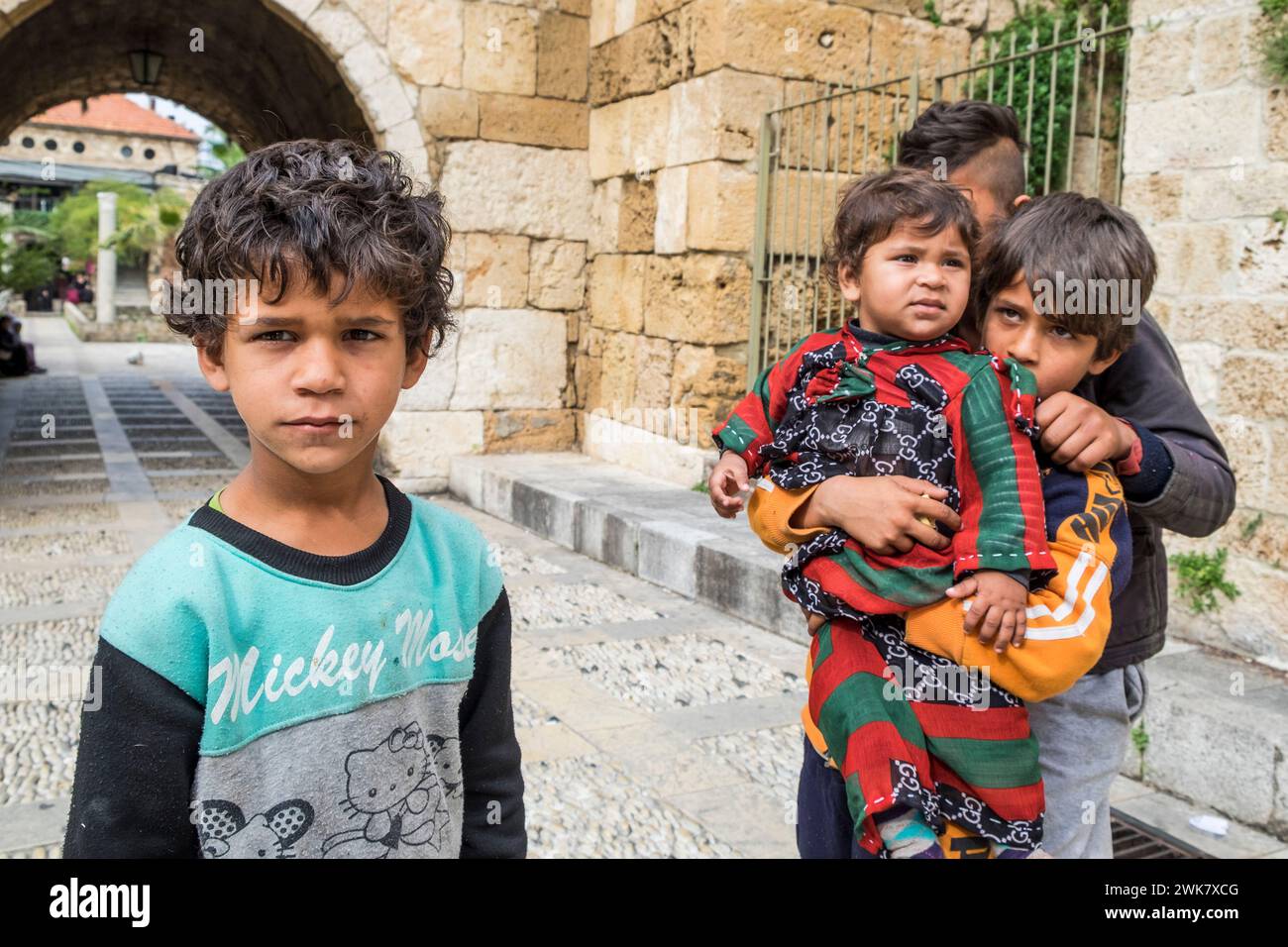 Lebanon, Jebeil, Byblos, beggar kids Stock Photo - Alamy