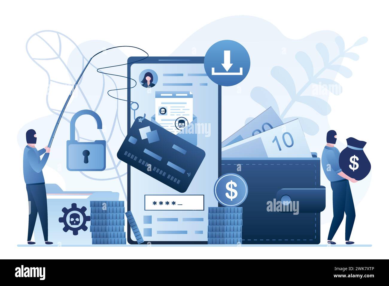 Data phishing concept background. Online scam, malware and password ...
