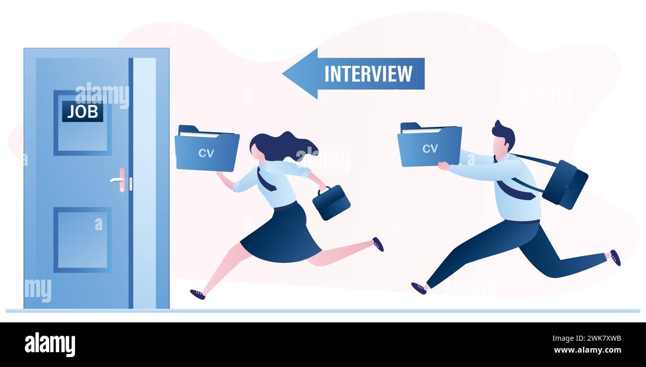 Open door in interview cabinet room. Businesspeople running. Entrance ...