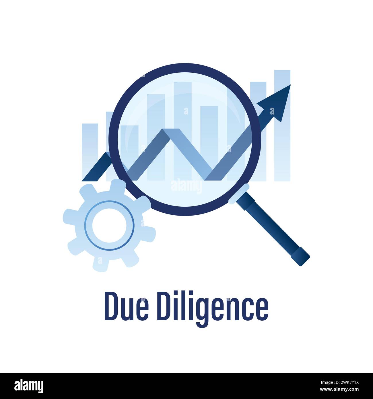Due Diligence Icon or Logo. Template for web or banner. Trendy blue color style. Isolated on ...