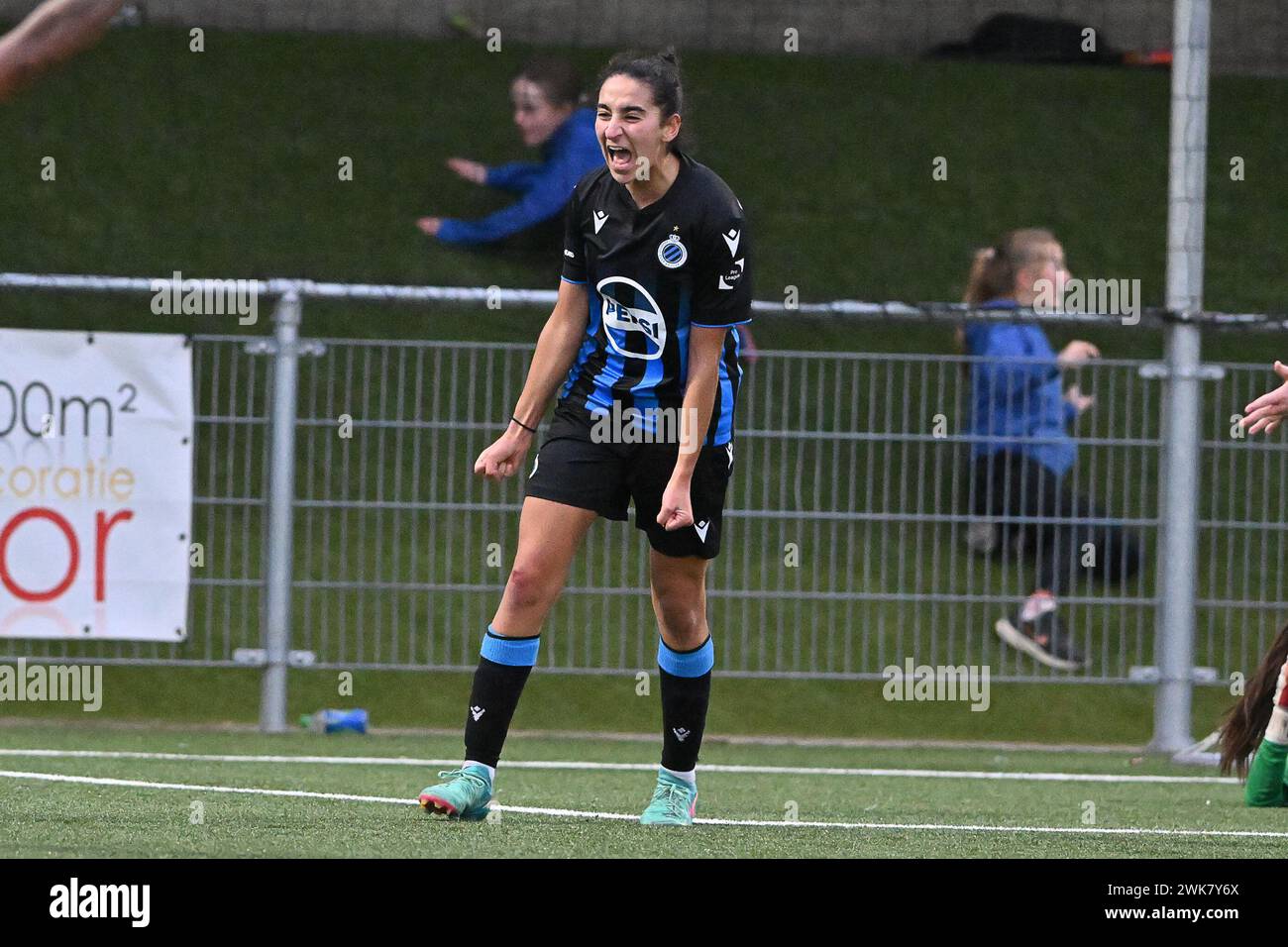 Aalter, Belgium. 17th Feb, 2024. Rania Boutiebi (11) of Club YLA ...
