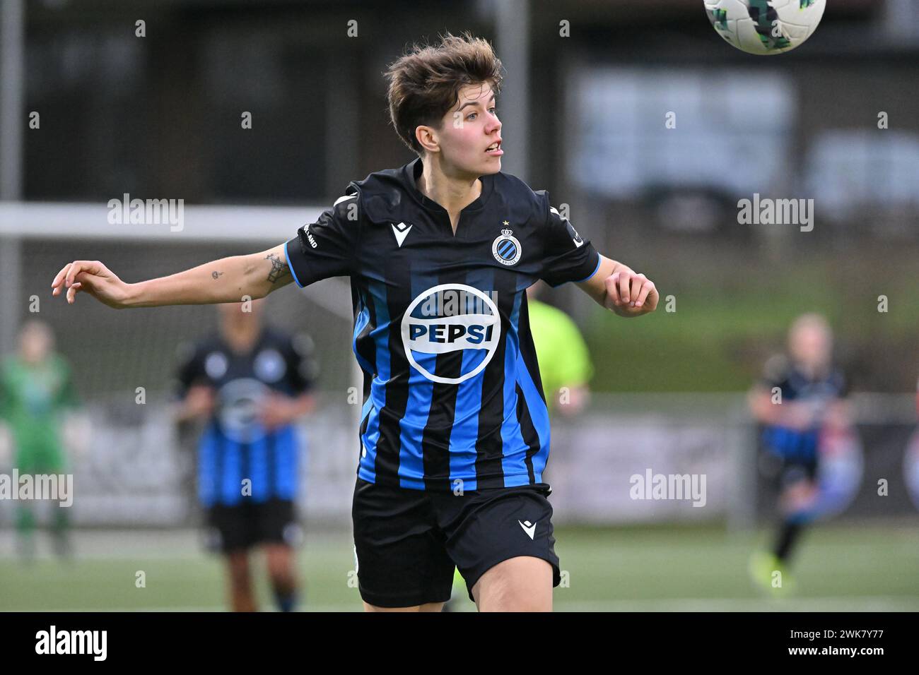Aalter, Belgium. 17th Feb, 2024. Isabelle Iliano (18) of Club YLA pictured during a female ...